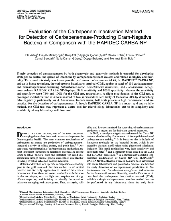 (PDF) Evaluation of the Carbapenem Inactivation Method for Detection of Carbapenemase-Producing ...