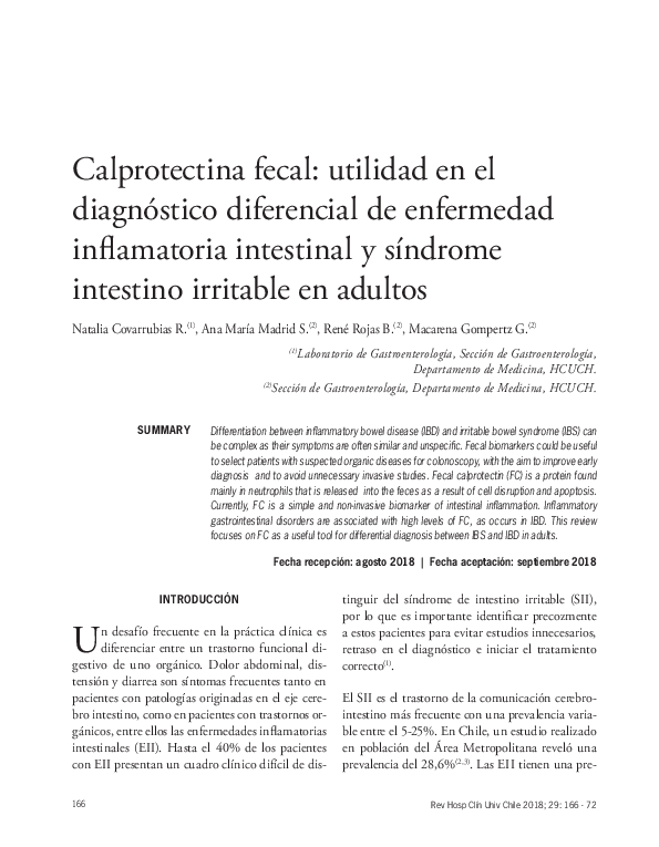 (PDF) Calprotectina fecal: utilidad en el diagnóstico diferencial de ...
