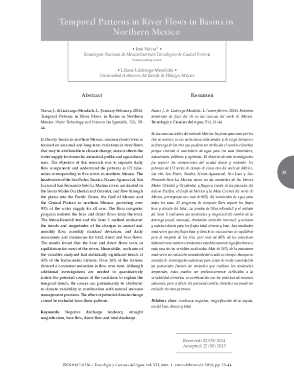 (PDF) Temporal Patterns in River Flows in Basins in Northern Mexico