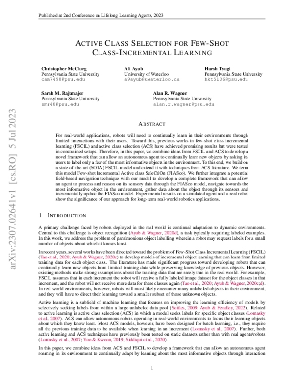(PDF) Active Class Selection for Few-Shot Class-Incremental Learning