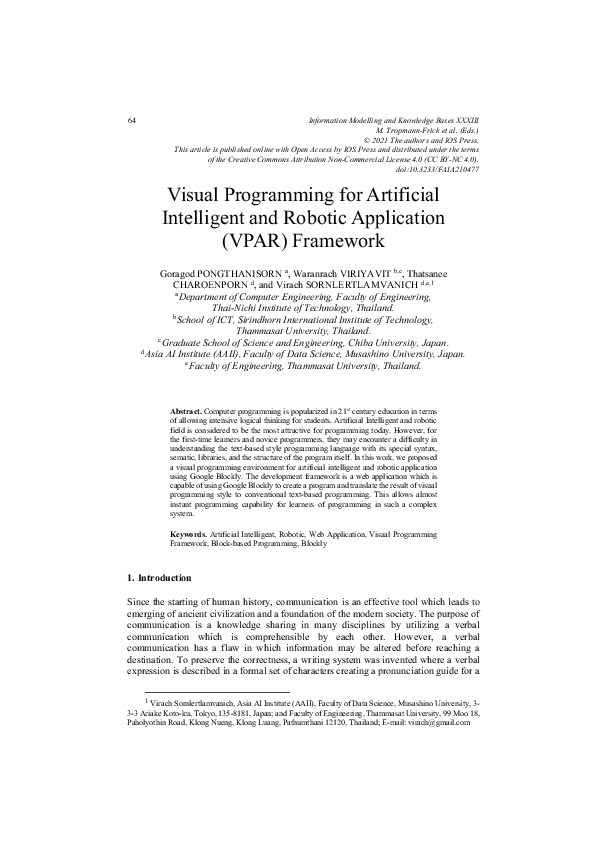(PDF) Visual Programming for Artificial Intelligent and Robotic ...