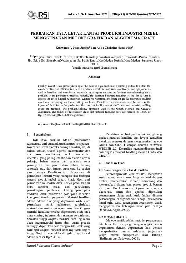 (PDF) Perbaikan Tata Letak Lantai Produksi Industri Mebel Menggunakan ...