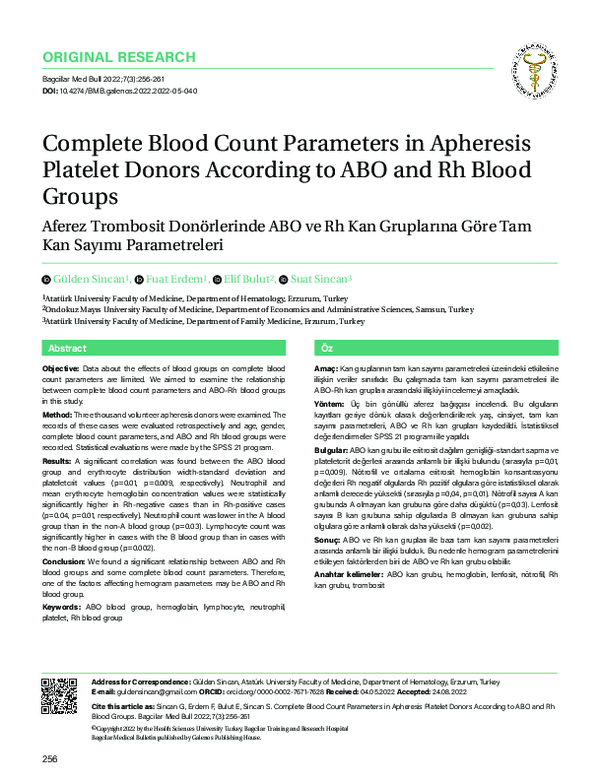 (PDF) Complete Blood Count Parameters in Apheresis Platelet Donors ...