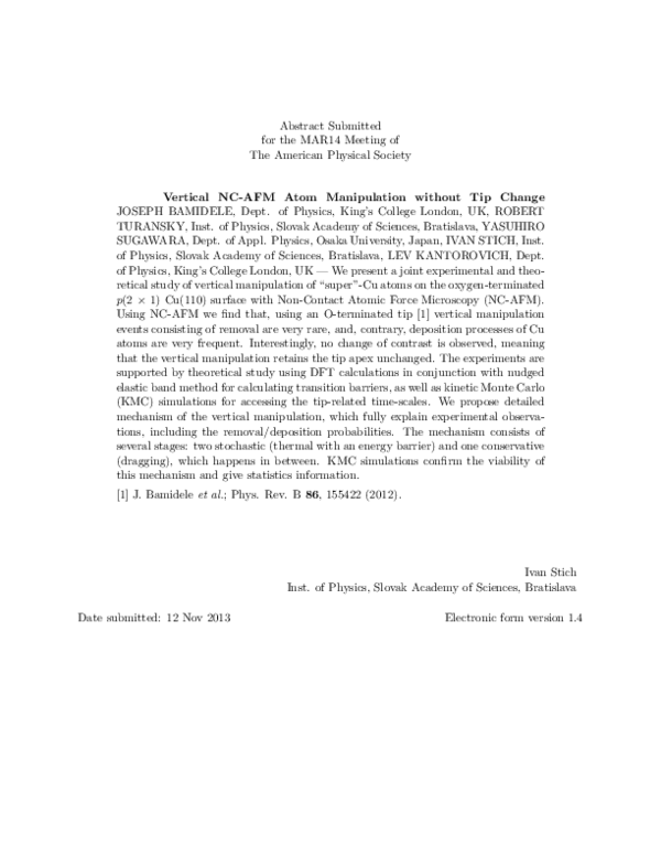 (PDF) Vertical NC-AFM Atom Manipulation without Tip Change