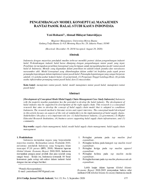 (PDF) Pengembangan Model Konseptual Manajemen Rantai Pasok Halal Studi ...