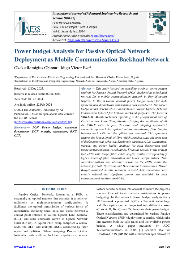 (PDF) Power budget Analysis for Passive Optical Network Deployment as Mobile Communication ...