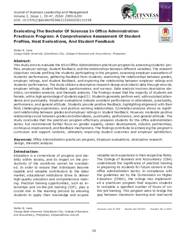 (PDF) Evaluating The Bachelor Of Sciences In Office Administration ...