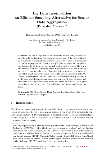 (PDF) Big Data Interpolation an Efficient Sampling Alternative for Sensor Data Aggregation ...