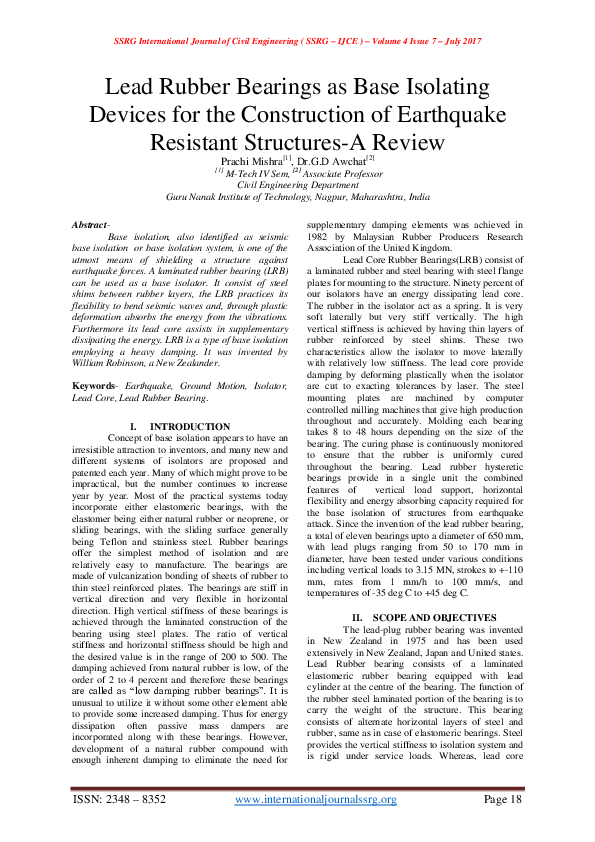 (PDF) Lead Rubber Bearings as Base Isolating Devices for the Construction of Earthquake ...