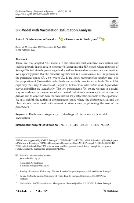(PDF) SIR Model with Vaccination: Bifurcation Analysis