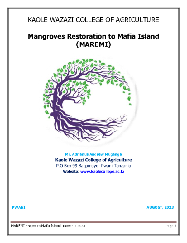 (PDF) MANGROVES PROJECT PROPOSAL WRITTEN SAMPLE