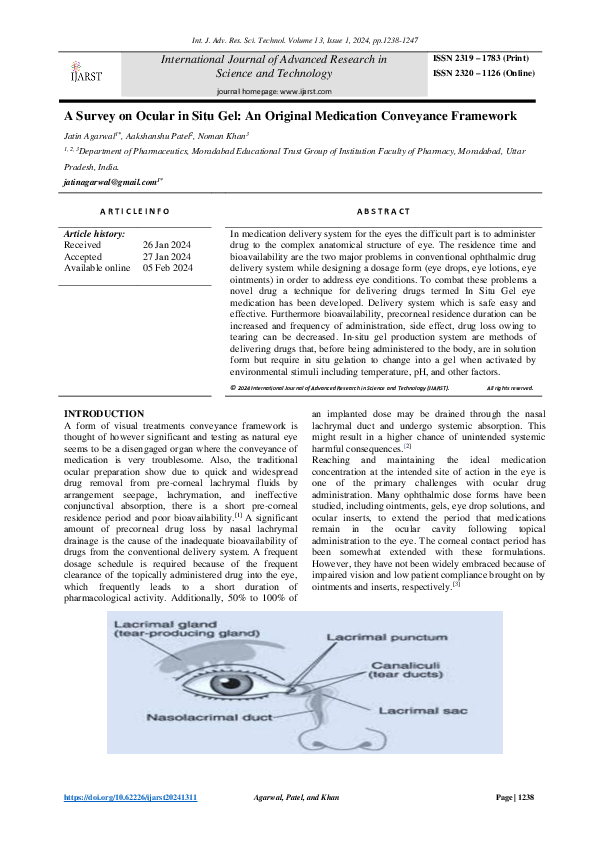 (PDF) IJARST2411 A Survey on Ocular in Situ Gel An Original Medication ...