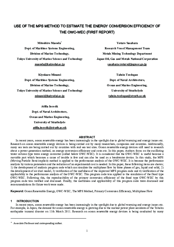 (PDF) Use of the Mps method to estimate the energy conversion ...