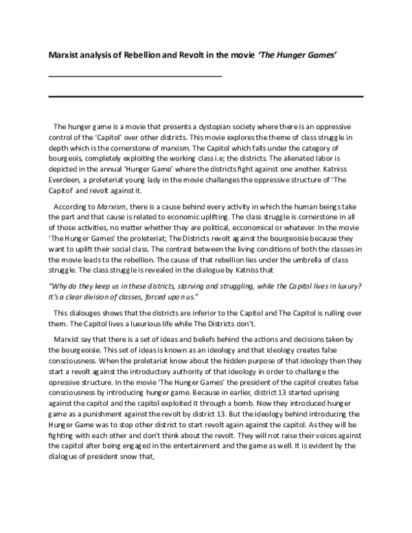 (DOC) The Hunger Game