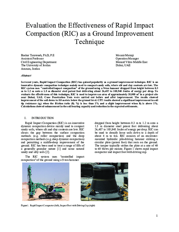 (PDF) Evaluation the Effectiveness of Rapid Impact Compaction ( RIC ...