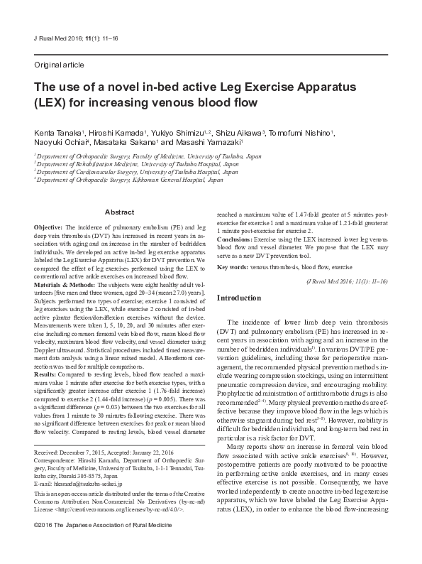 (PDF) The use of a novel in-bed active Leg Exercise Apparatus (LEX) for ...