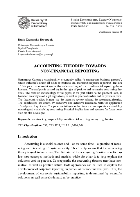 (PDF) Accounting theories towards non-financial reporting