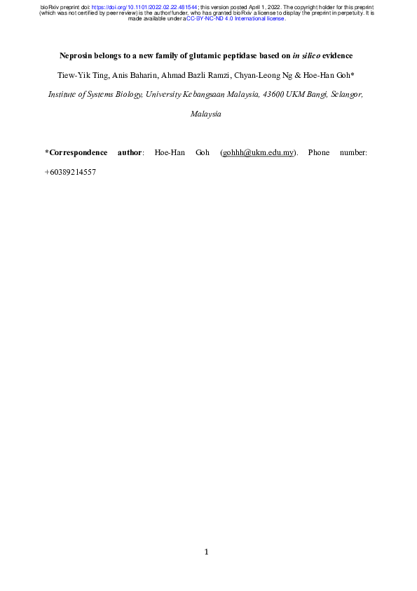 (PDF) Neprosin belongs to a new family of glutamic peptidase based on ...