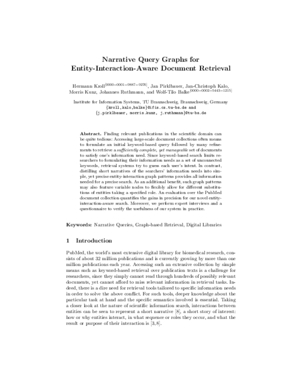 (PDF) Narrative Query Graphs for Entity-Interaction-Aware Document Retrieval | Wolf-tilo Balke ...