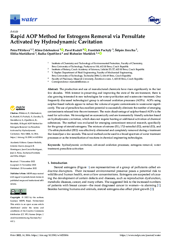 (PDF) Rapid AOP Method for Estrogens Removal via Persulfate Activated ...
