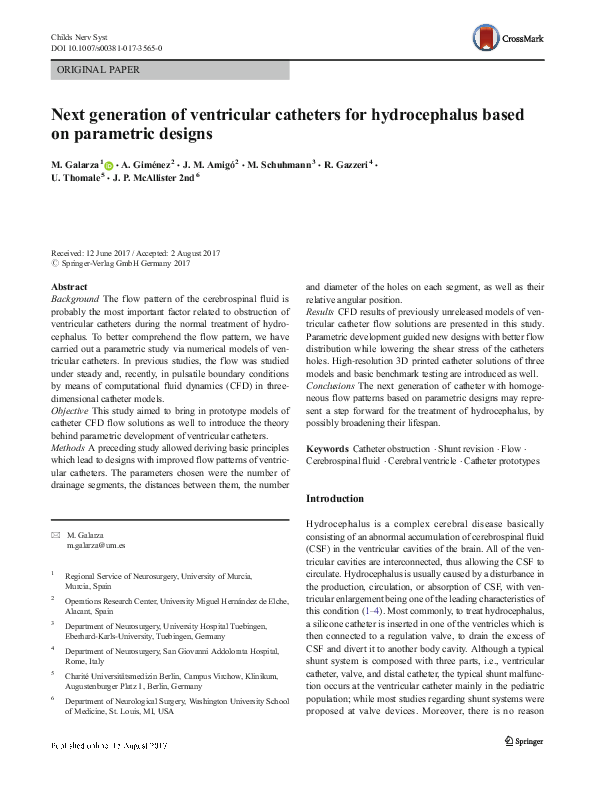 (PDF) Next generation of ventricular catheters for hydrocephalus based ...