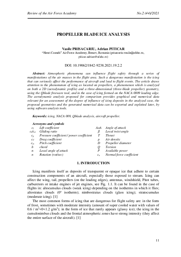 (PDF) Propeller Blade Ice Analysis