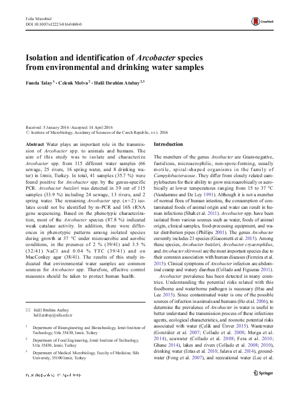 (PDF) Isolation and Identification of Arcobacter spp. by Multiplex PCR ...