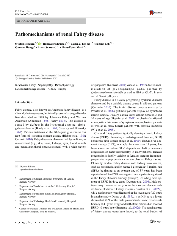 (PDF) Pathomechanisms of renal Fabry disease
