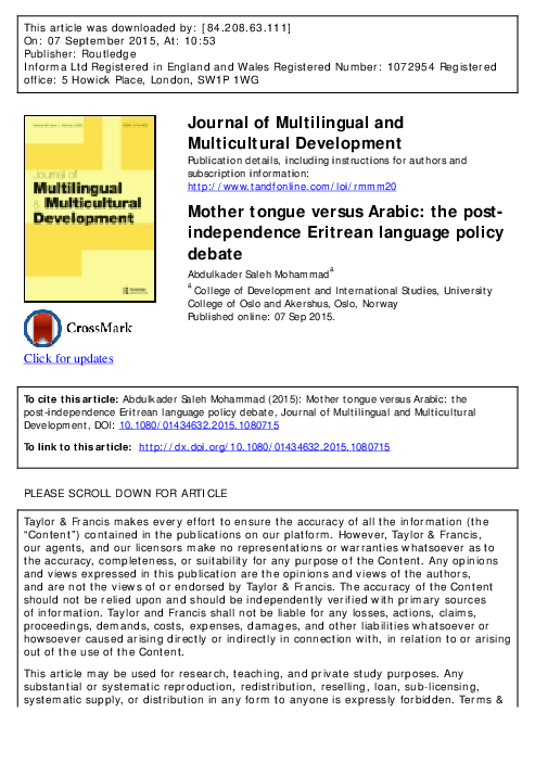 (PDF) Journal of Multilingual and Multicultural Development