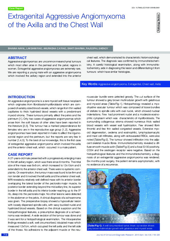 (PDF) Extragenital Aggressive Angiomyxoma of the Axilla and the Chest Wall