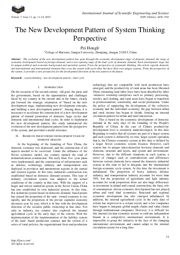 (PDF) The New Development Pattern of System Thinking Perspective