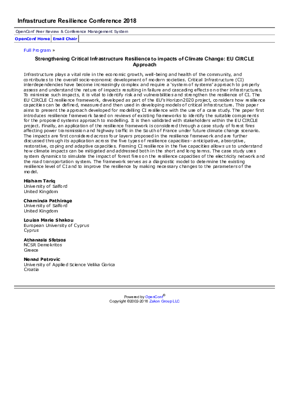 (PDF) Strengthening Critical Infrastructure Resilience to impacts of ...