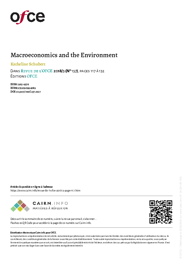 (PDF) Macroeconomics and the Environment
