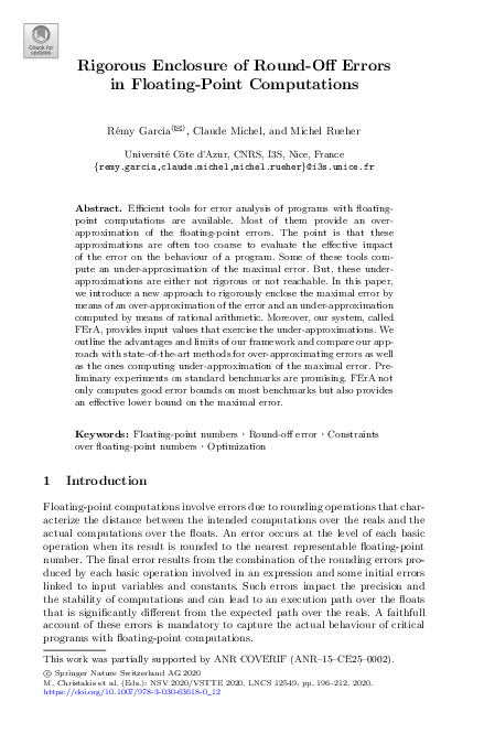 (PDF) Rigorous Enclosure of Round-Off Errors in Floating-Point Computations