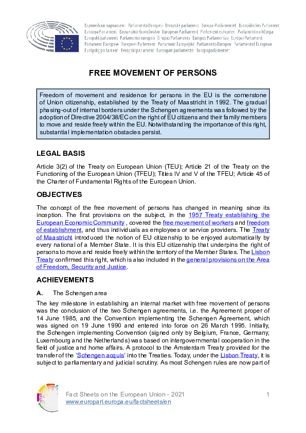 (PDF) Free Movement of Persons