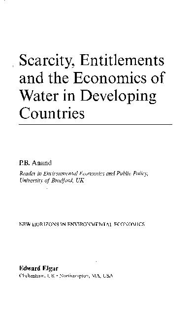 (PDF) Scarcity, entitlements and the economics of water in developing ...