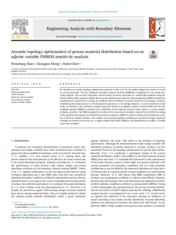 (PDF) Acoustic topology optimization of porous material distribution based on an adjoint ...