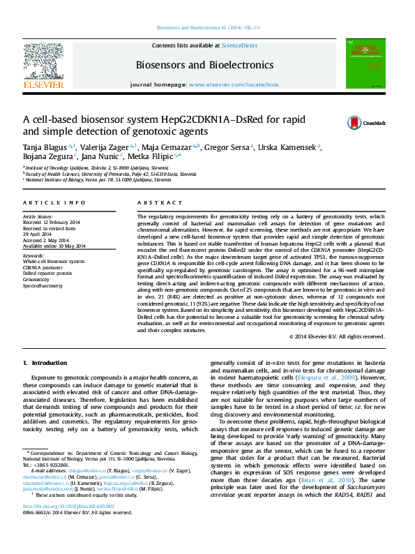 (PDF) A cell-based biosensor system HepG2CDKN1A-DsRed for rapid and simple detection of ...
