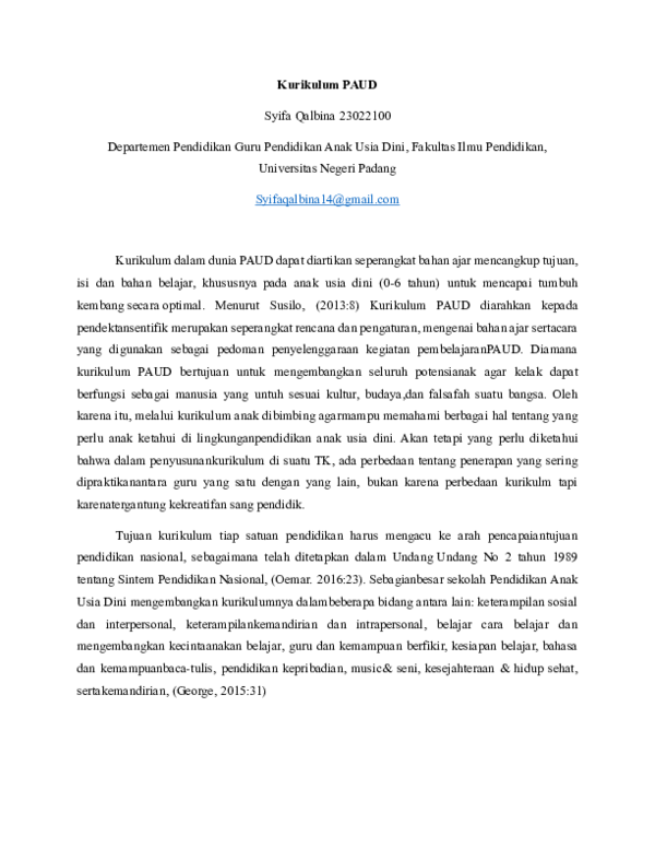 (PDF) Kurikulum PAUD