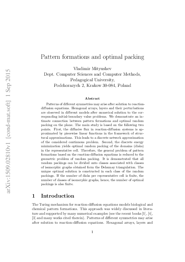 (PDF) Pattern formations and optimal packing