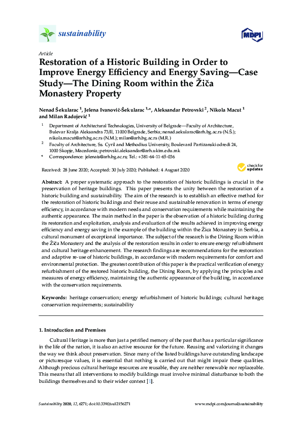(PDF) Restoration of a Historic Building in Order to Improve Energy ...