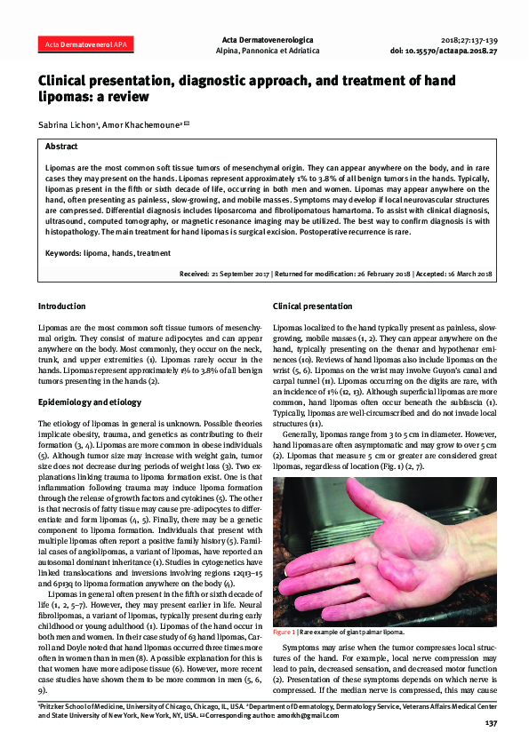 (PDF) Clinical presentation, diagnostic approach, and treatment of hand ...