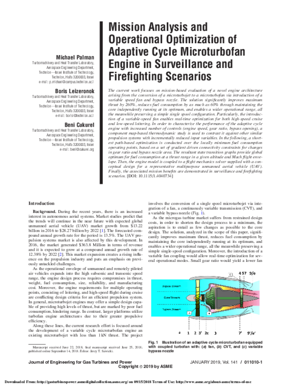 (PDF) Mission Analysis and Operational Optimization of Adaptive Cycle Micro-Turbofan Engine in ...
