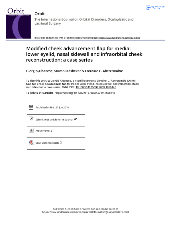 (PDF) Modified cheek advancement flap for medial lower eyelid, nasal ...