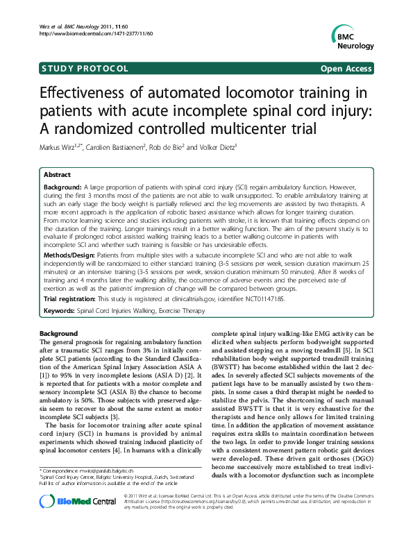 (PDF) Effectiveness of automated locomotor training in patients with ...