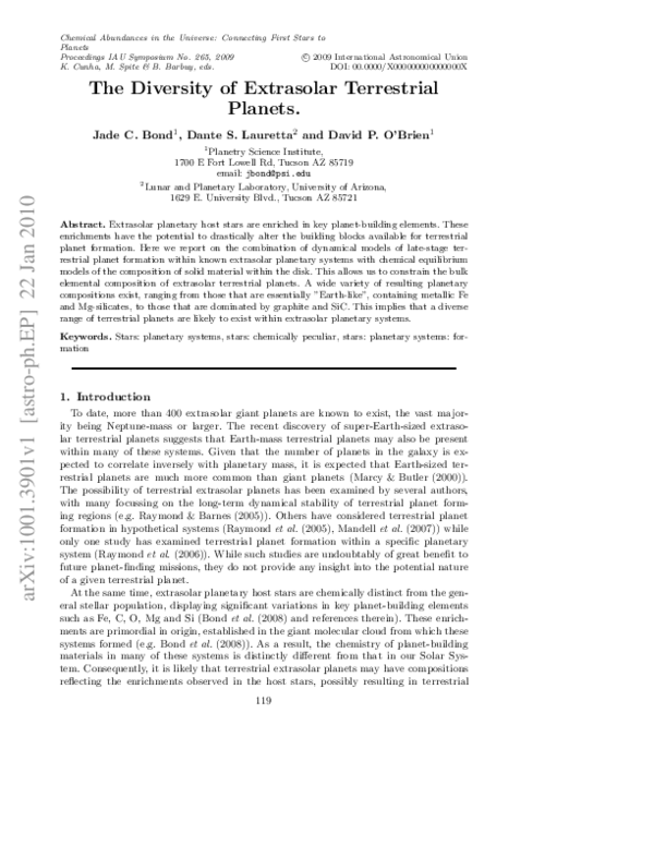 (PDF) The Diversity of Extrasolar Terrestrial Planets