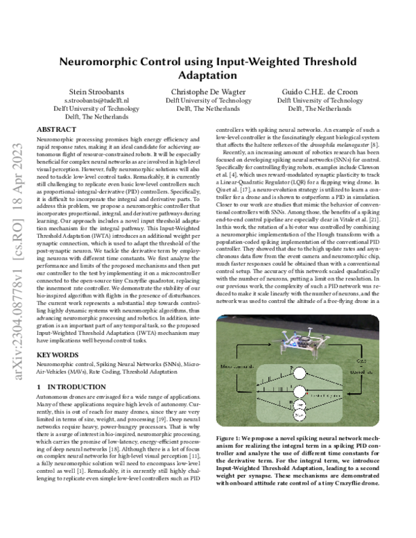 (PDF) Neuromorphic Control using Input-Weighted Threshold Adaptation