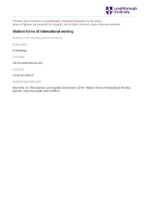 (PDF) Modern forms of international working