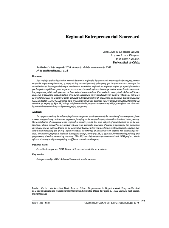 (PDF) Regional entrepreneurial scorecard | Alvaro Rodriguez Rojas ...