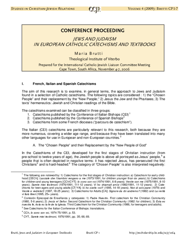(PDF) Jews and Judaism in European Catholic Catechisms and Textbooks